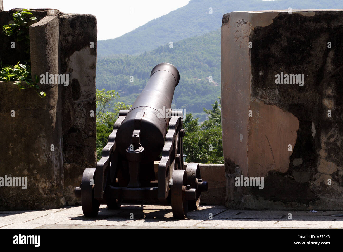 Rusty Old Antique Artillery Cannon at Fort, Macau, SAR, China Stock ...