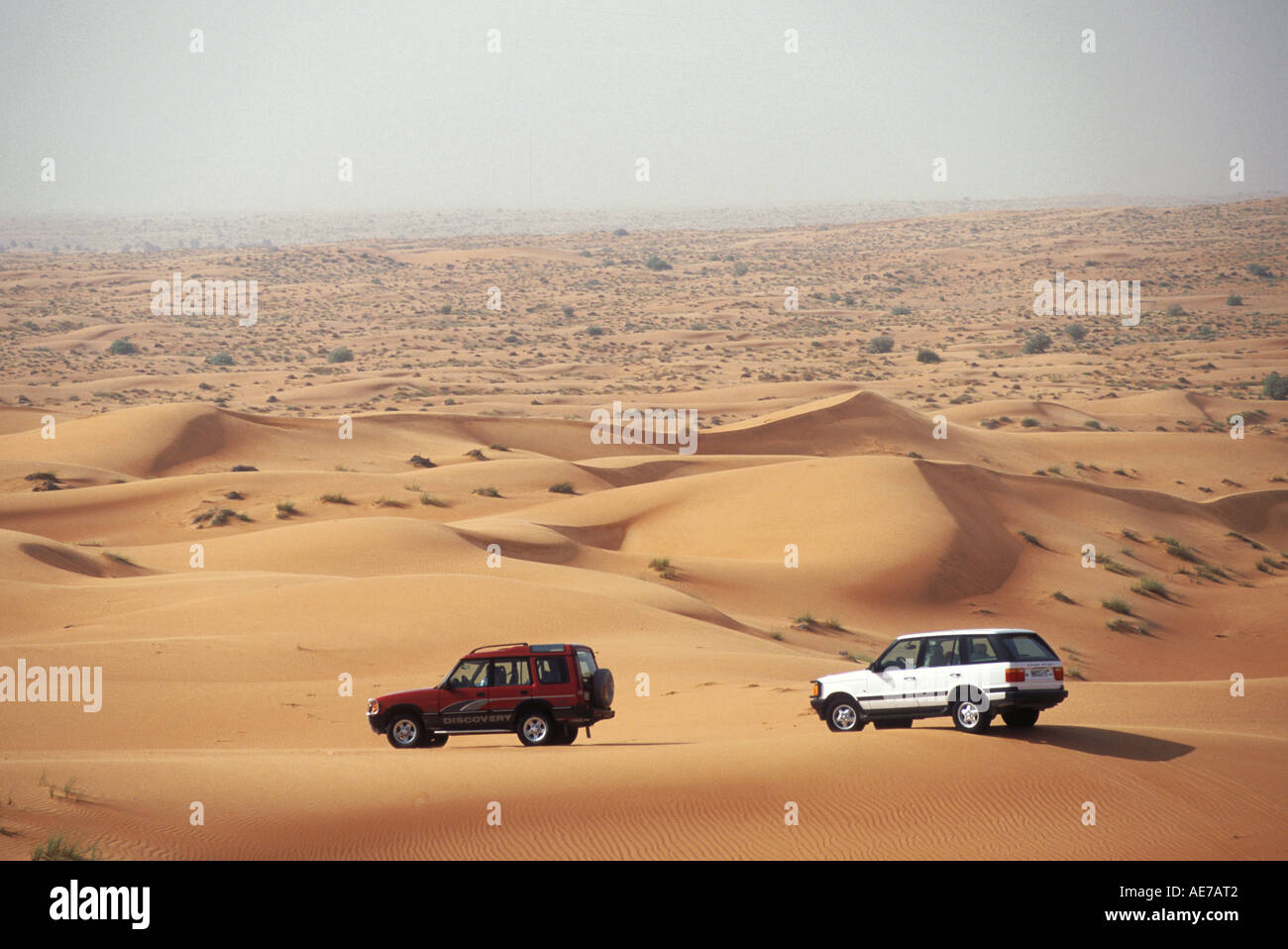 Dicovery & Range Rover Driving in Sand Dunes.United Arab Emirates Stock ...