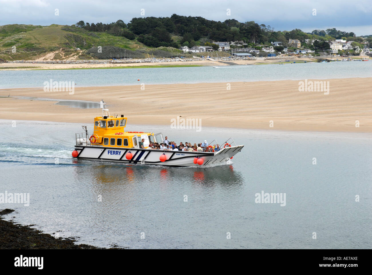 The Rock to Padstow ferry entering the Harbour, Cornwall Stock Photo ...