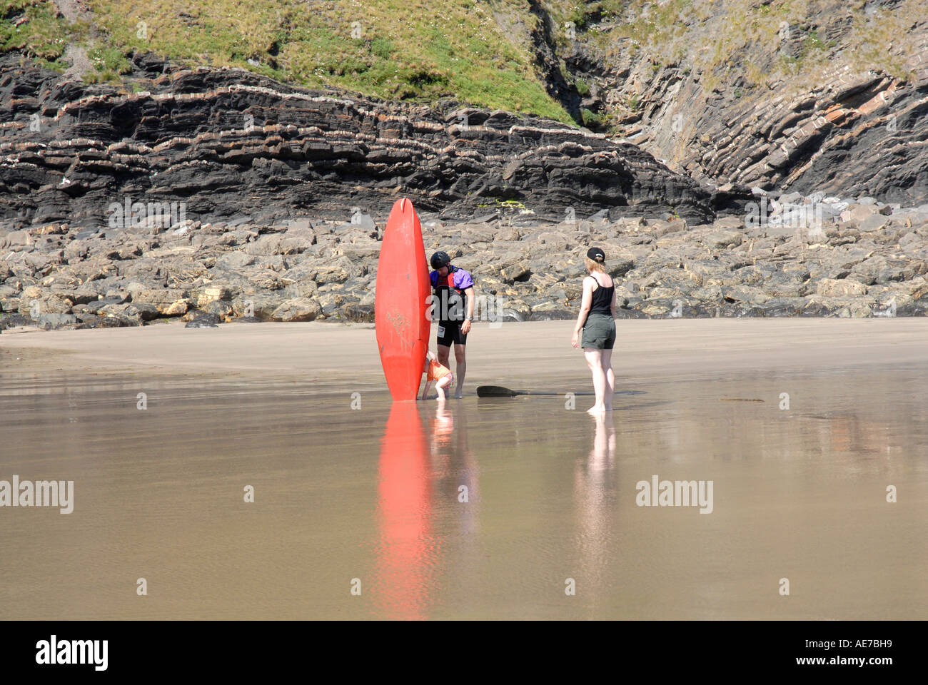 Family Fun on the Beach, Cornwall Stock Photo - Alamy