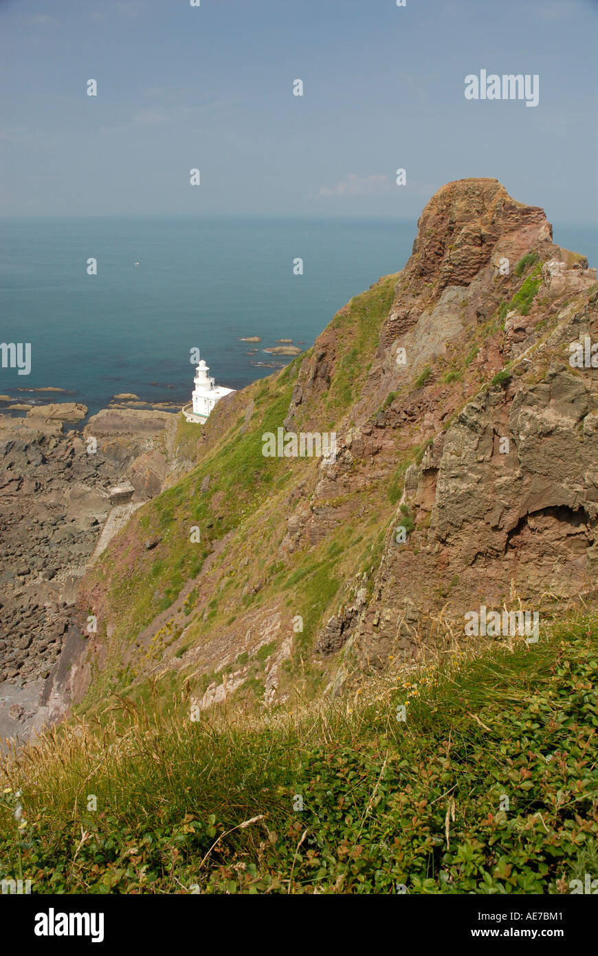 Trinity House Lighthouse on the Devon Coastal Path at Hartland Point ...