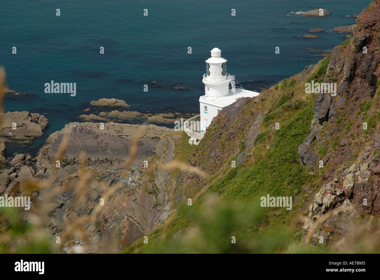 Trinity House Lighthouse on the Devon Coastal Path at Hartland Point ...