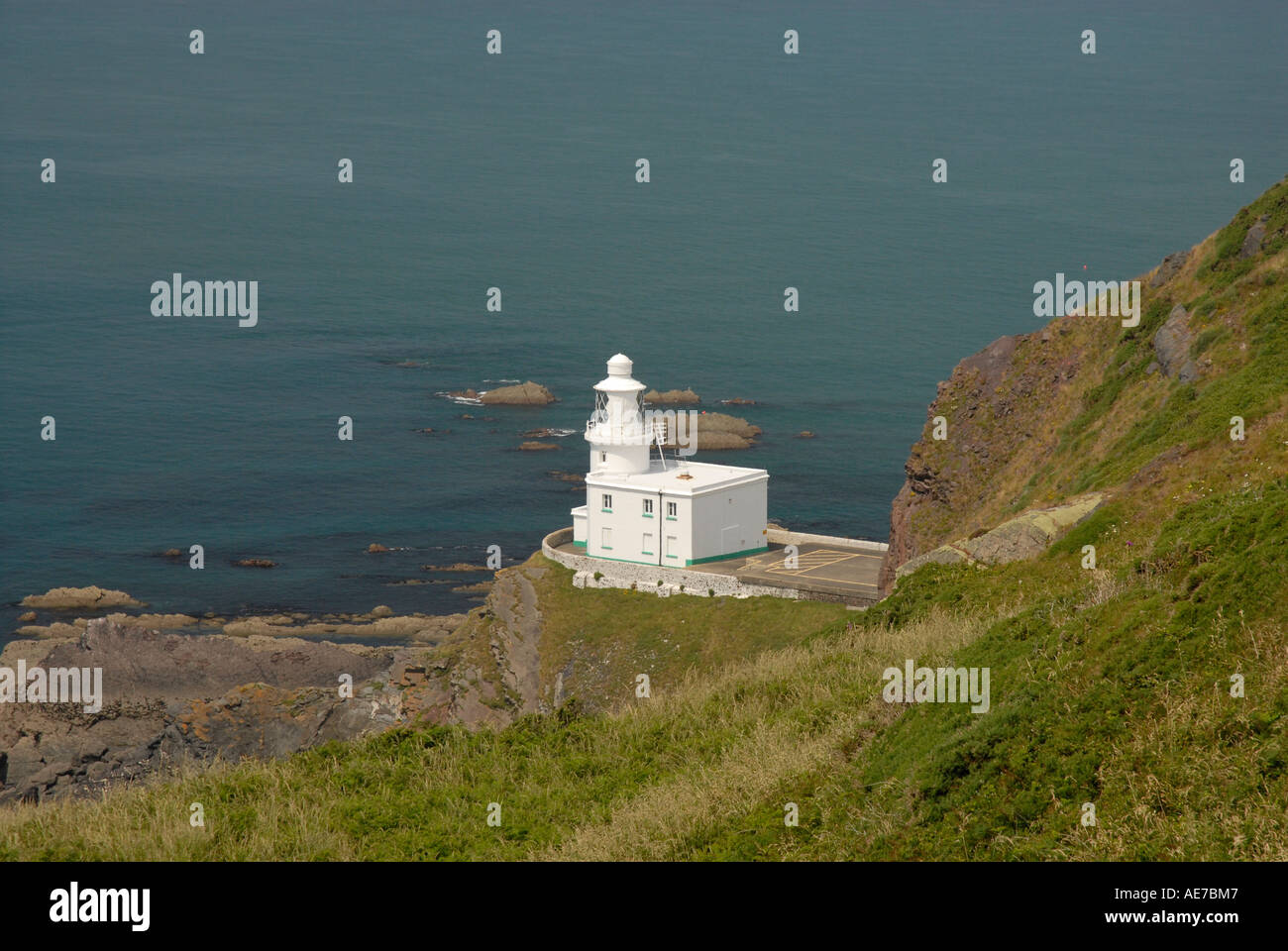 Trinity House Lighthouse on the Devon Coastal Path at Hartland Point ...