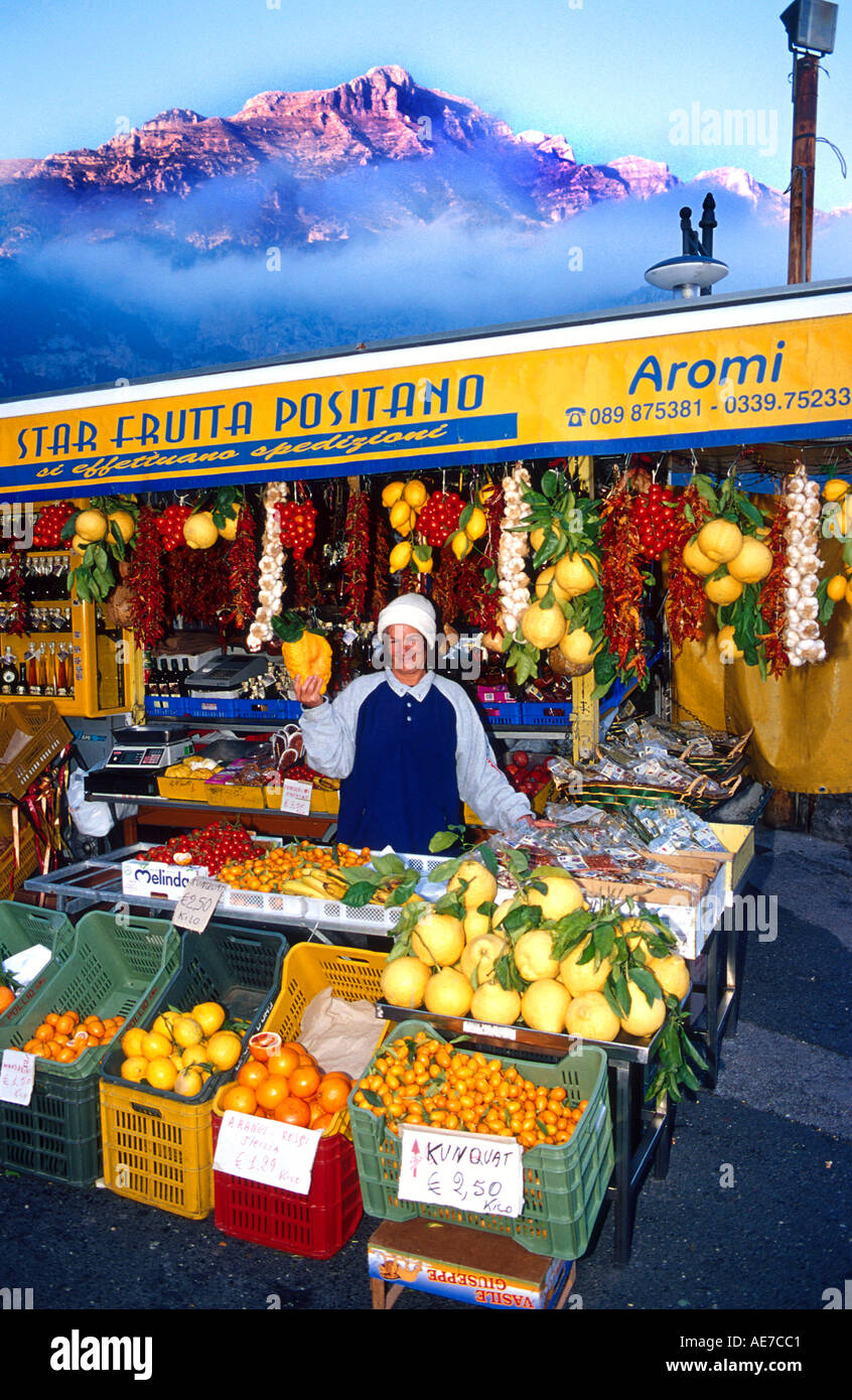 Fruit stand along the Amalfi Coast of Italy near Positano Stock Photo ...
