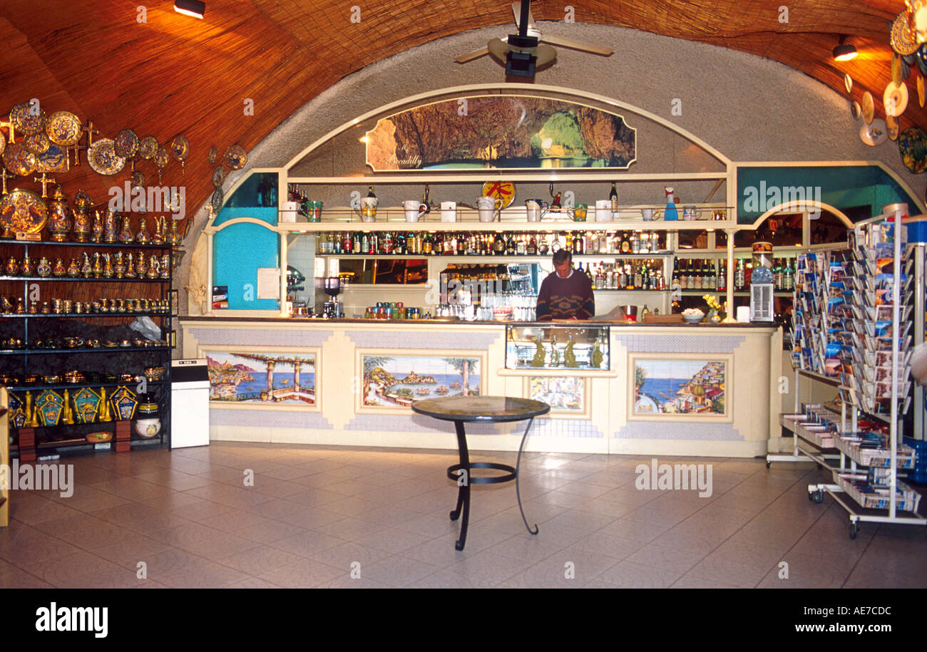 Interior of bar located in a cave along the Amalfi Coast of Italy Stock ...