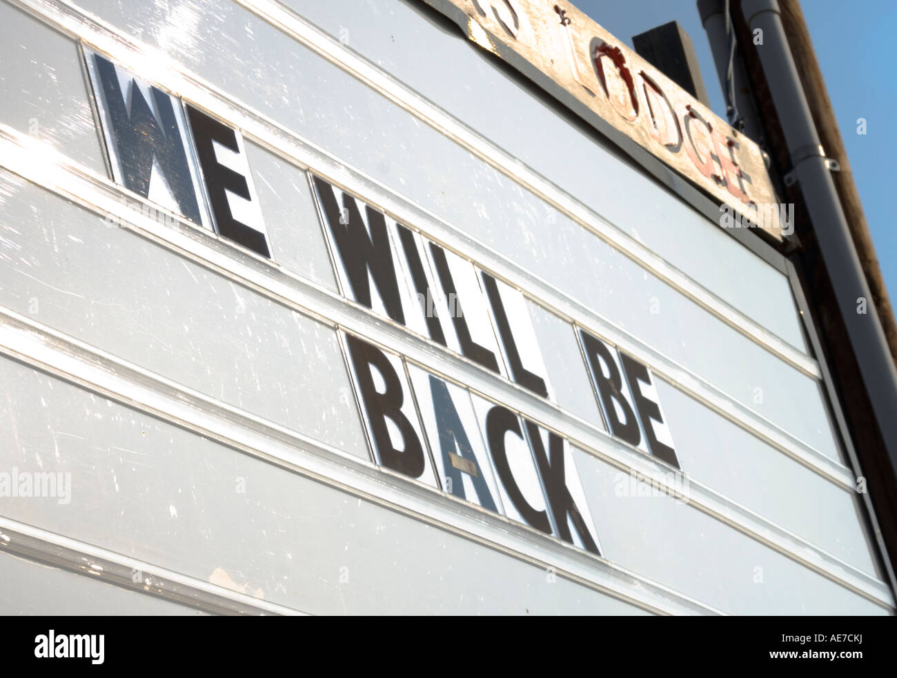 We Will Be Back sign Stock Photo - Alamy