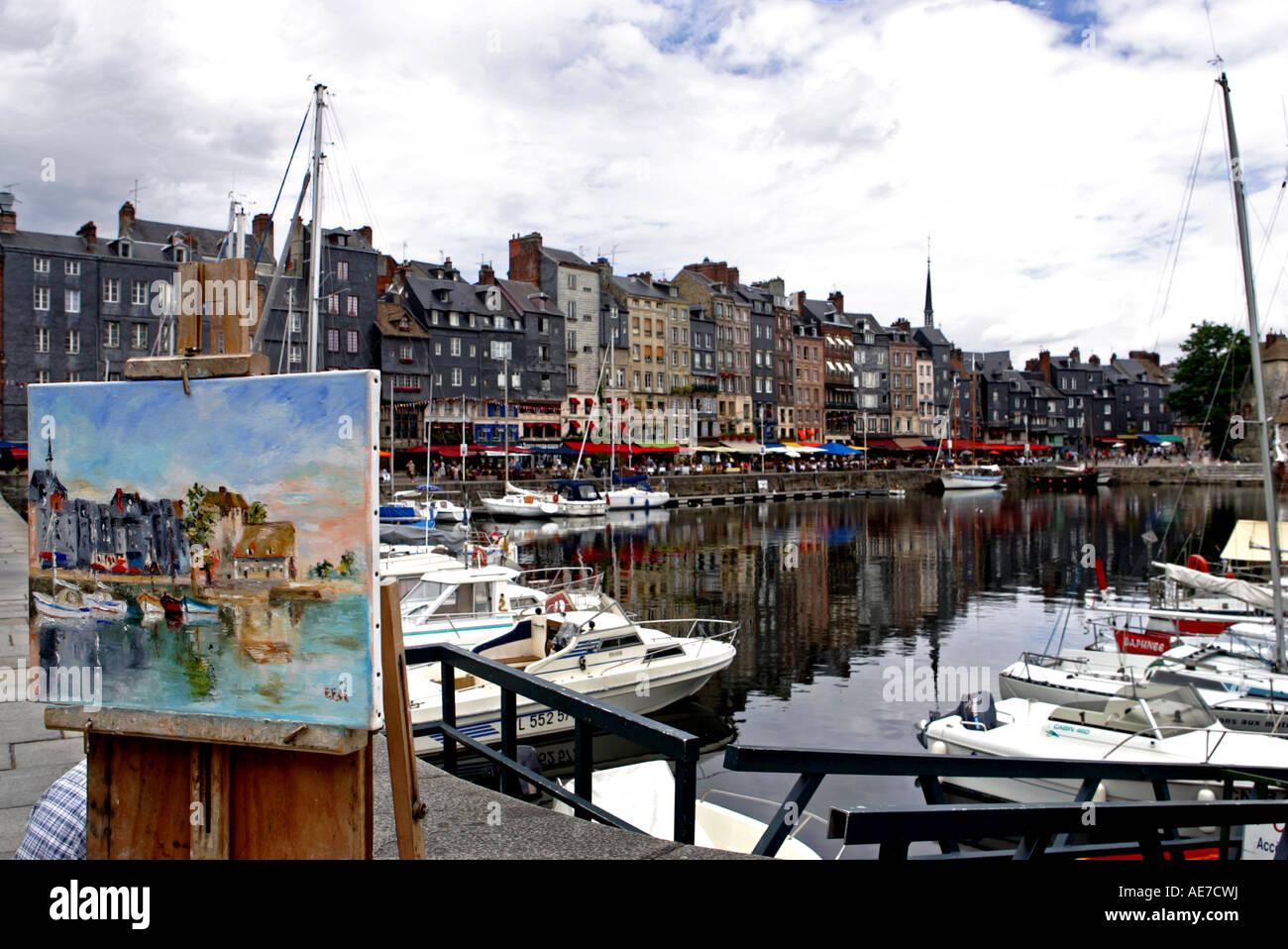 The Vieux Basin in the old Normandy port of Honfleur with its many ...