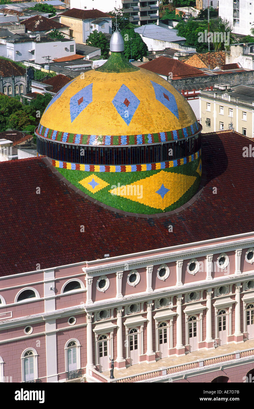 Aerial view of the dome of the Opera house in Manaus Brazil Stock Photo ...