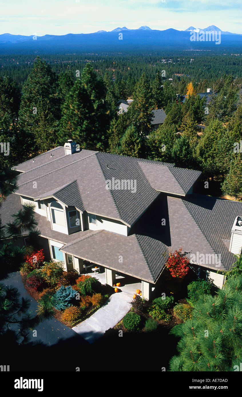 Luxury home at Bend Oregon Sisters mountains in the background Stock ...