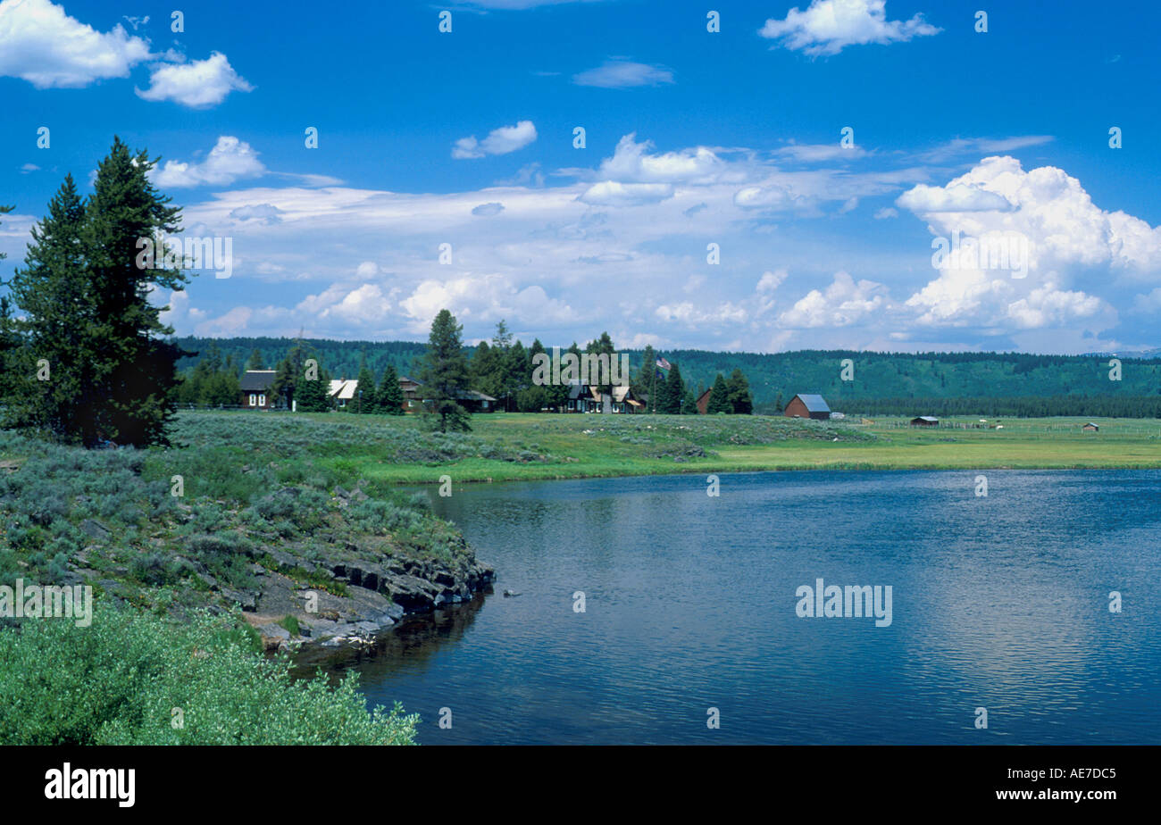 Railroad Ranch in River in Idaho Stock Photo - Alamy