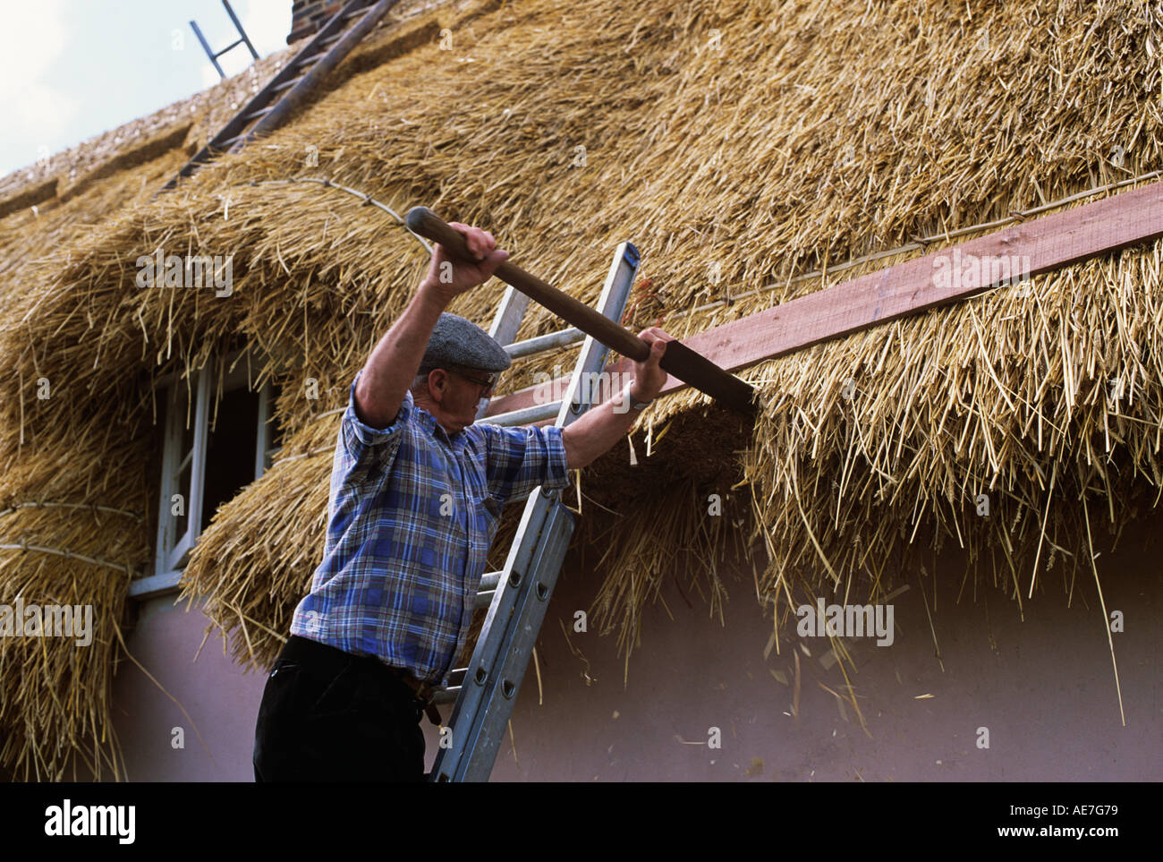Traditional thatch roof on refurbished cottage nearing completion ...