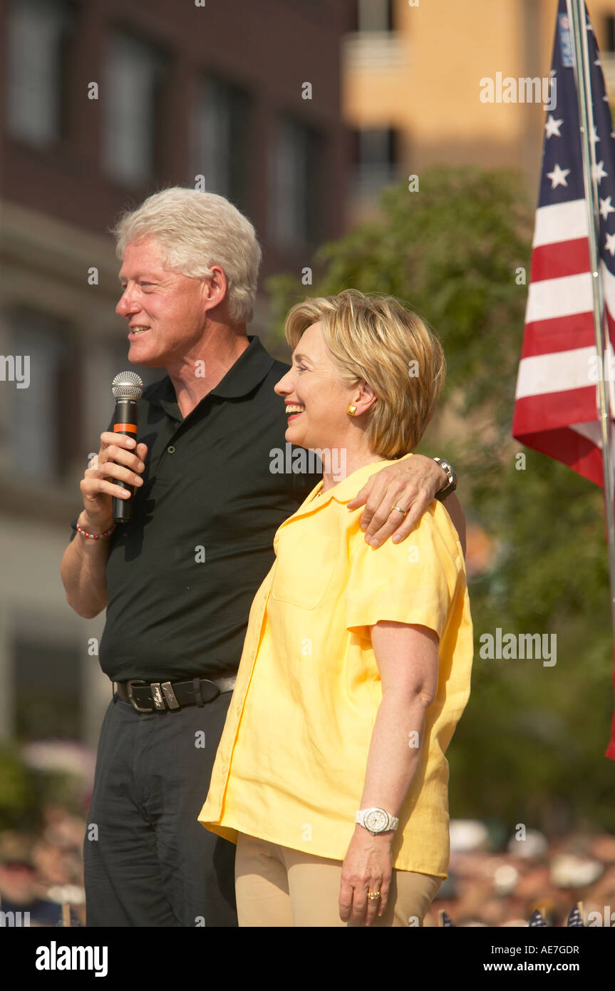 Hillary and Bill Clinton in Davenport IA for a Campaign Stop Stock ...