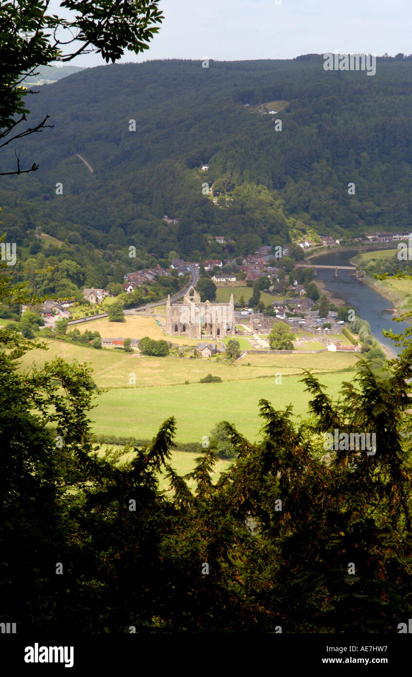 View of Tintern Abbey in lower Wye Valley Monmouthshire South East ...