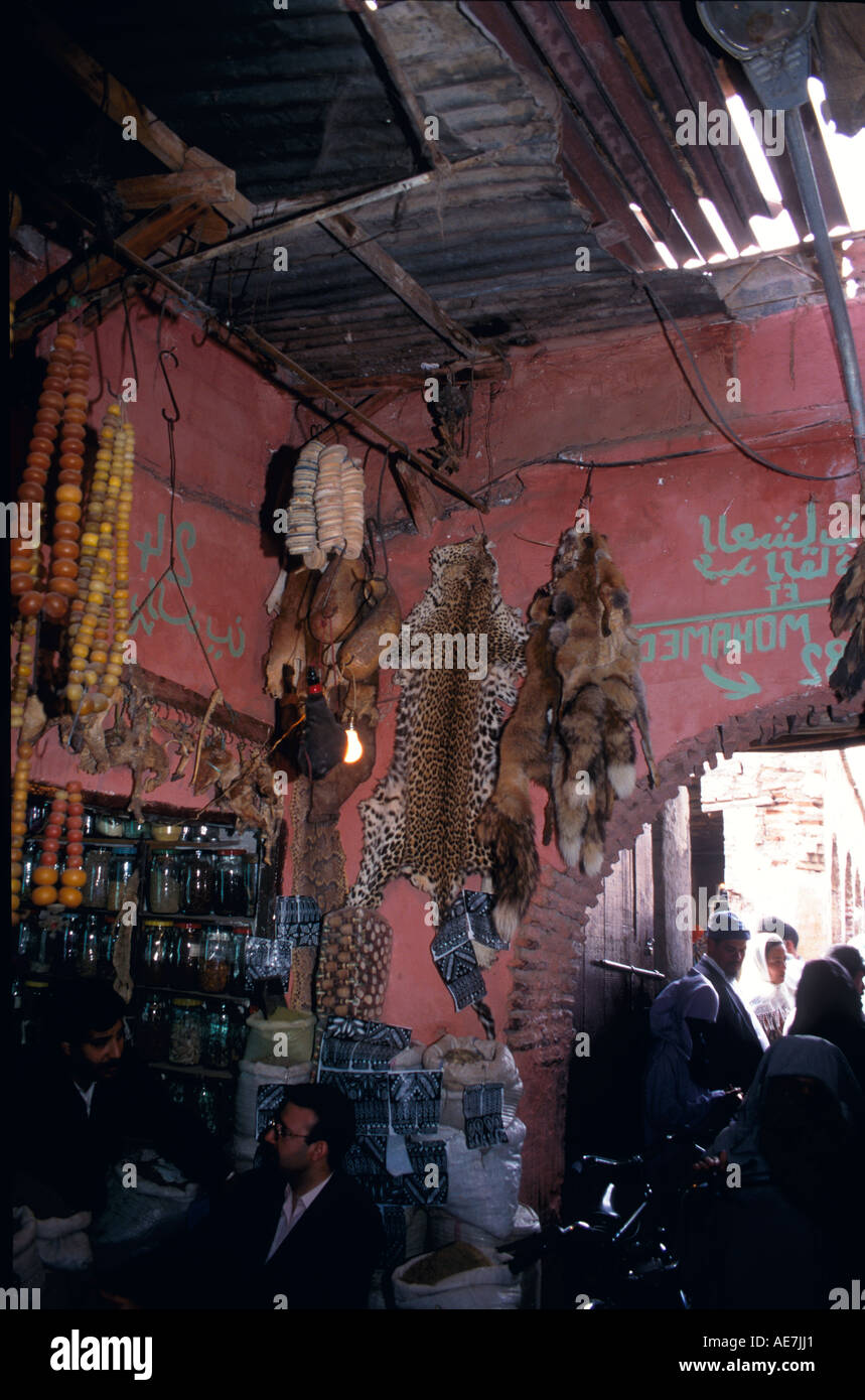Leopard Skin & Furs,Marrakesh Souk,Morocco,Africa Stock Photo - Alamy