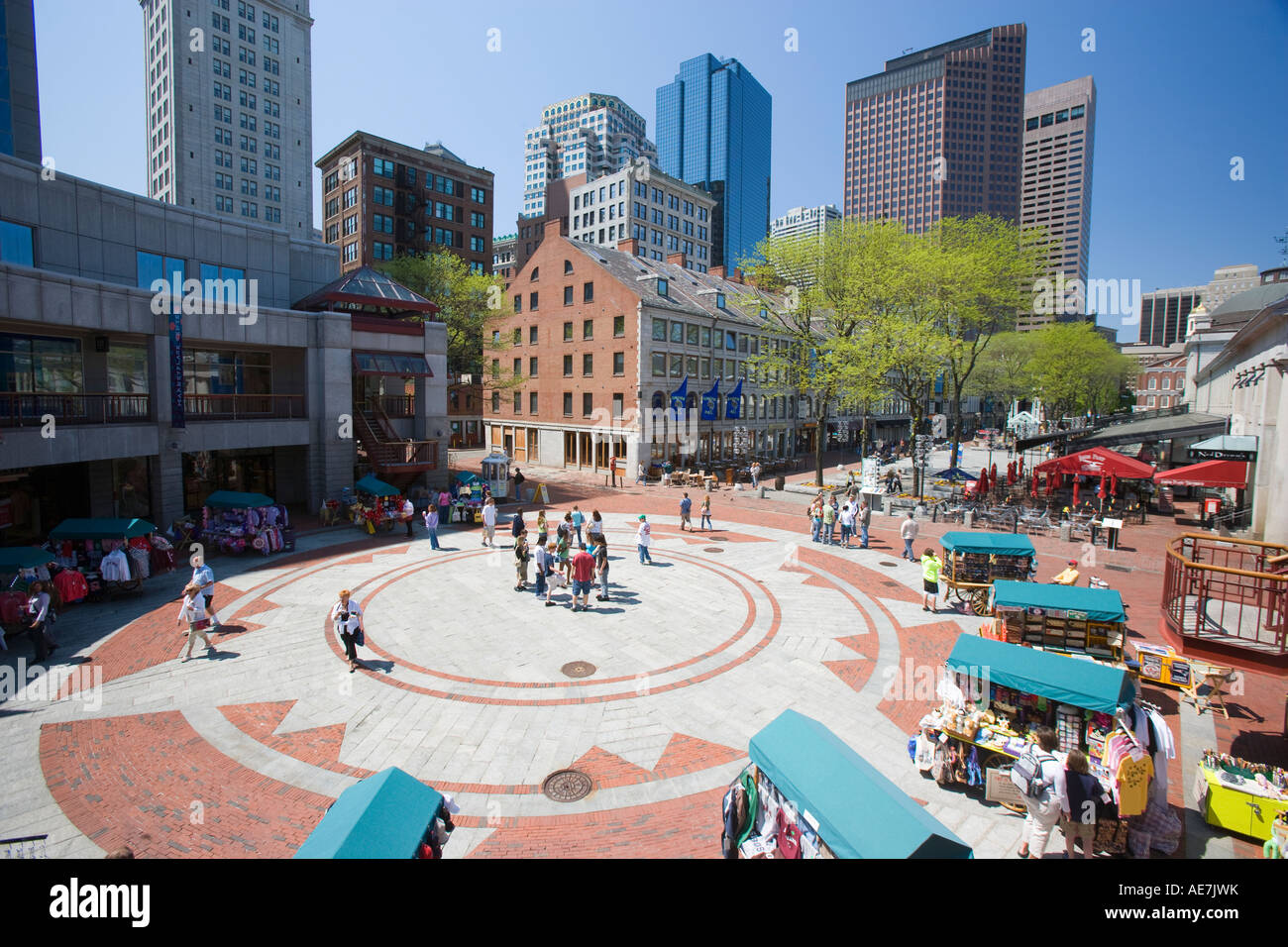 USA Boston Massachusetts Quincy market with Boston skyline behind Stock ...