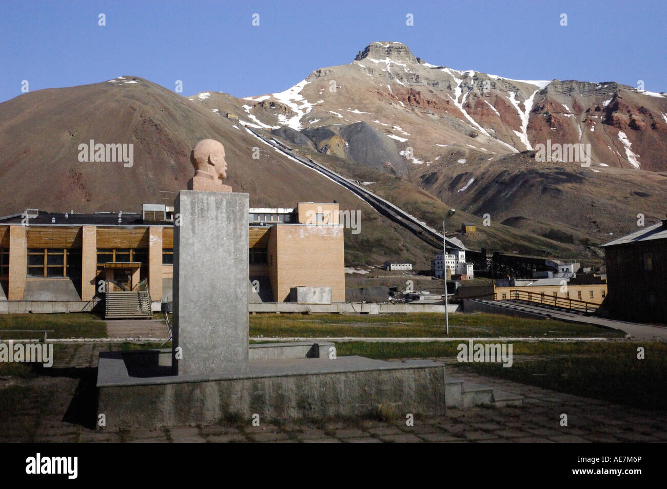 Statue of Lenin in Pyramiden,a russian mining settlement in Svalbard ...