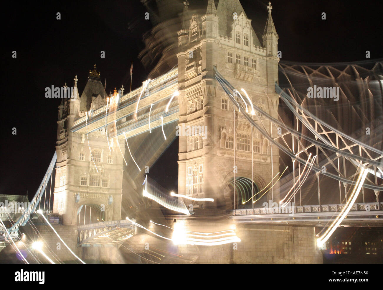 shaky camera effect capturing tower bridge river thames london Stock ...