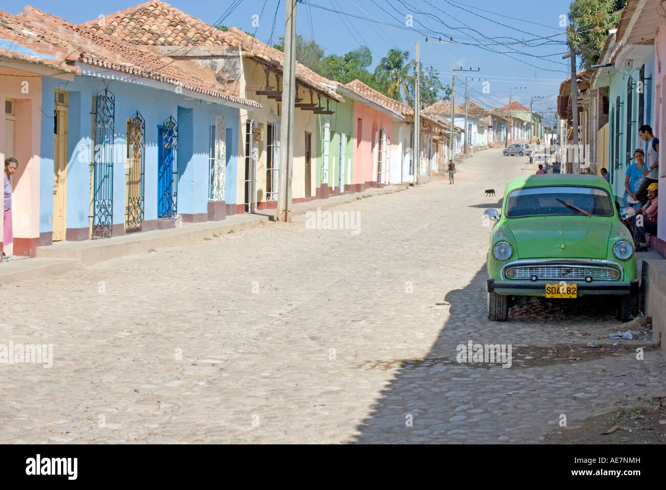 Trinidad street scene with classic car, Cuba Stock Photo - Alamy