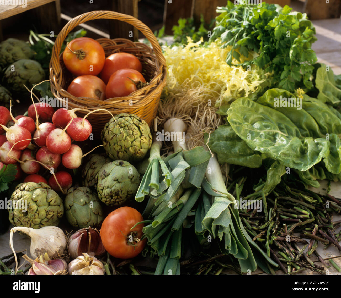 DISPLAY OF FRESHLY GATHERED VEGETABLES MAJORCA SPAIN Stock Photo - Alamy
