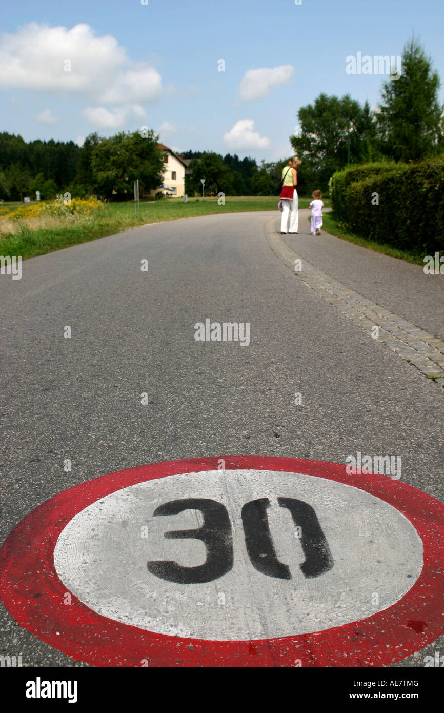 road with speed limit, Germany Stock Photo - Alamy