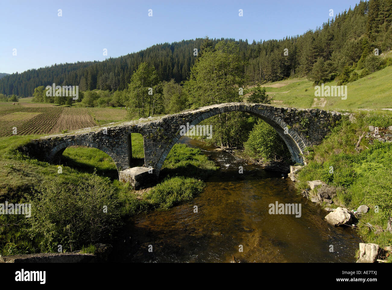 old stone bridge, Bulgaria, Rhodope Mountains, Ardino Stock Photo - Alamy