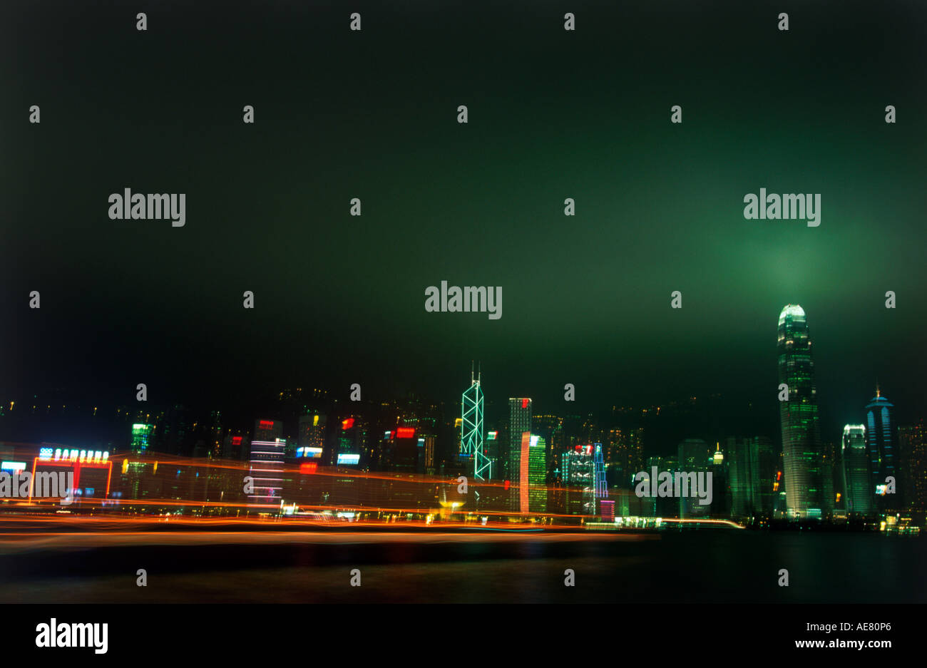 Hong Kong Ferry Lights Stock Photo - Alamy