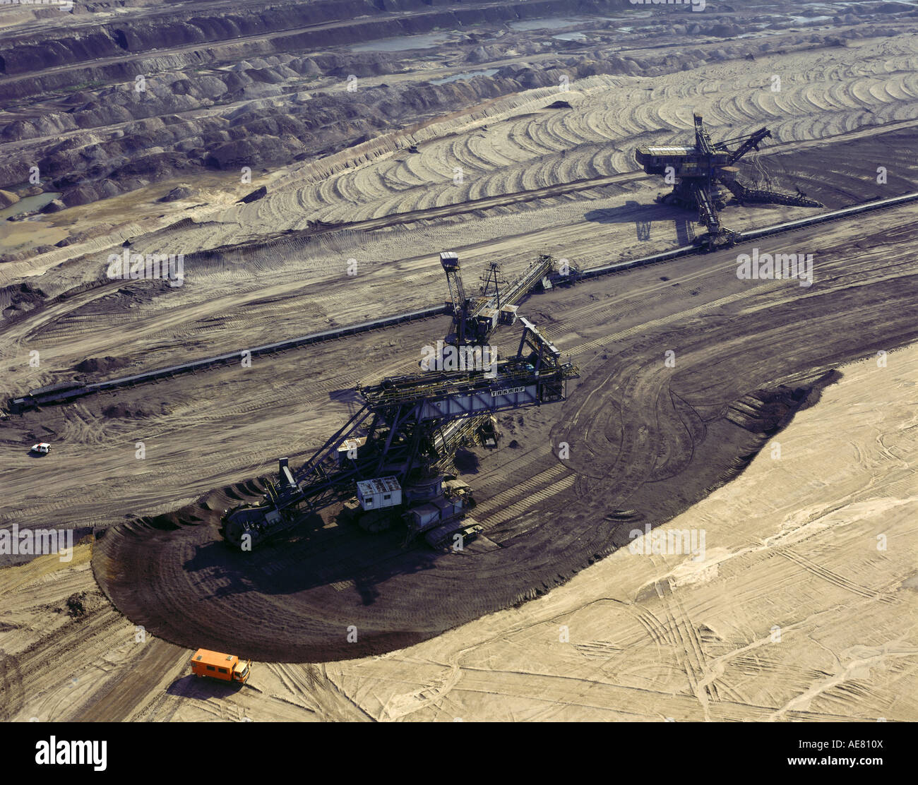 brown coal digging near Leipzig, digger, Germany, Saxony Stock Photo ...