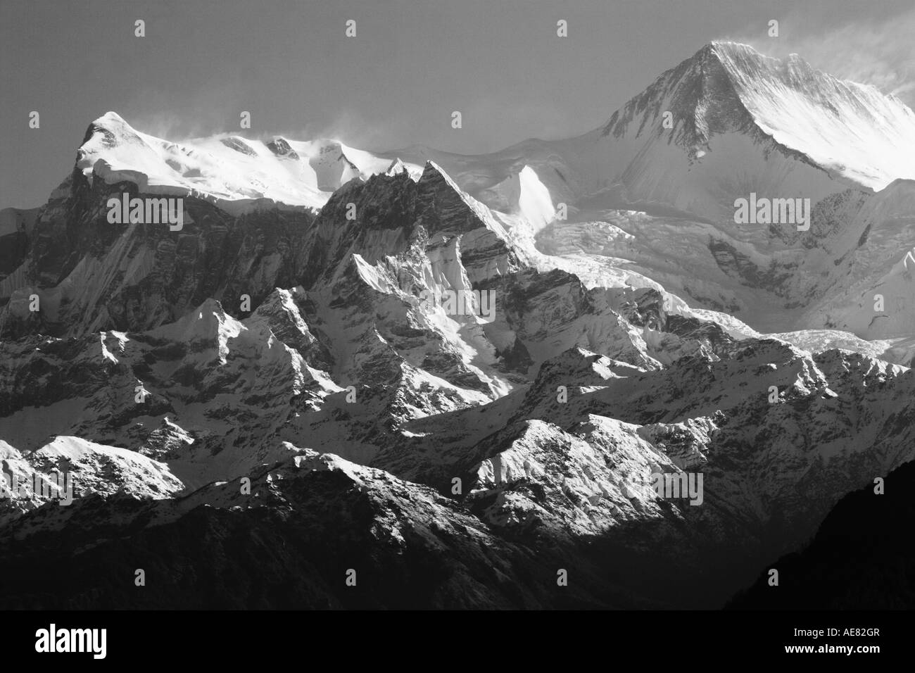Dramatic mountain view of the Annapurna Himalayas in Nepal Stock Photo ...