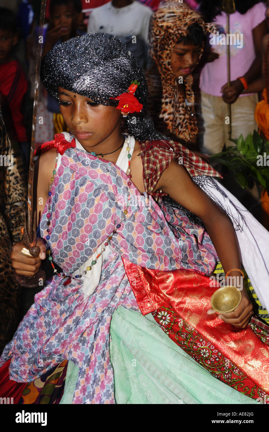 Young performer at the Gai Jatra festival Kathmandu Nepal Stock Photo ...