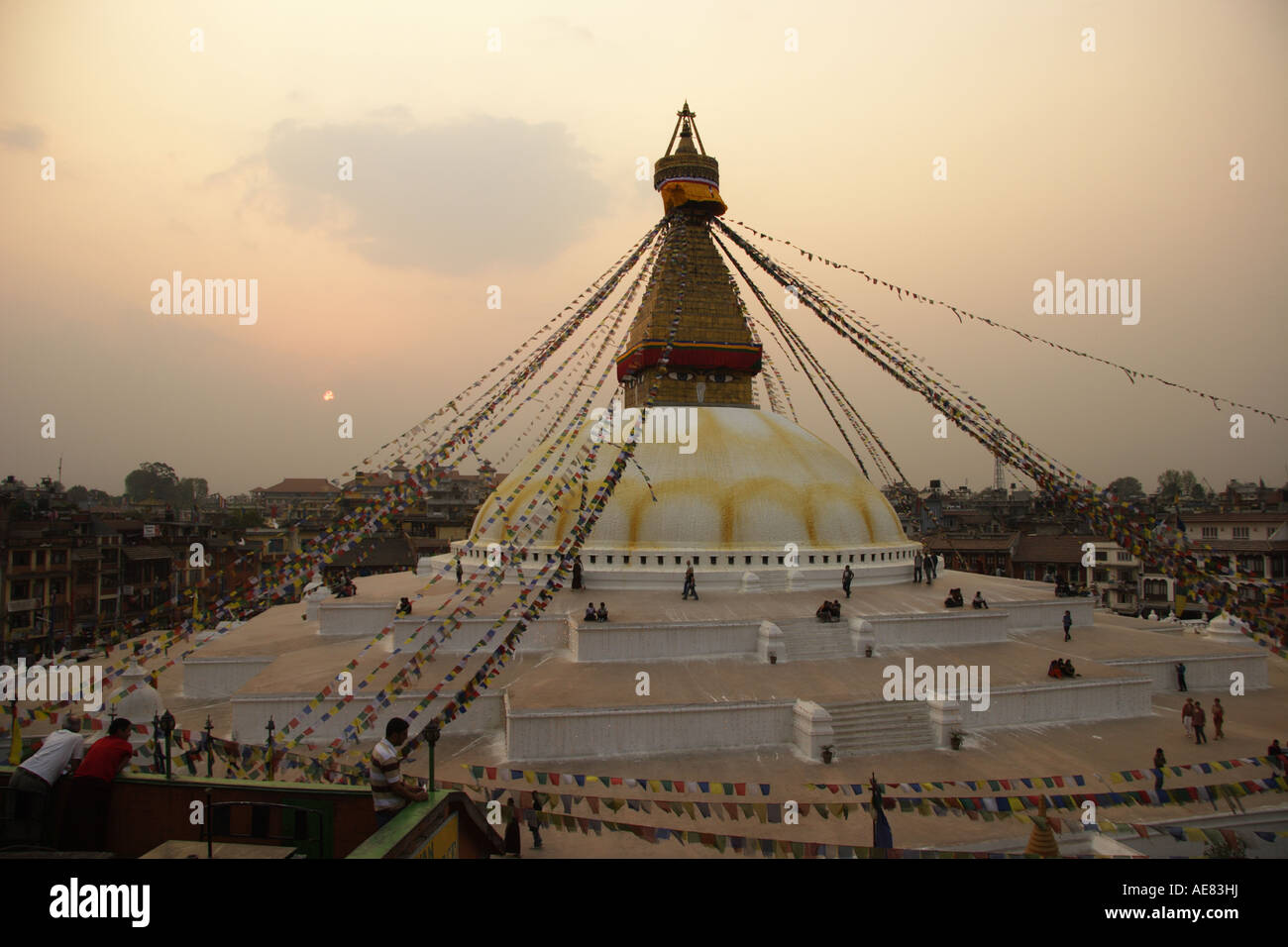 Sunset in Boudha Kathmandu Nepal April 2007 Stock Photo - Alamy