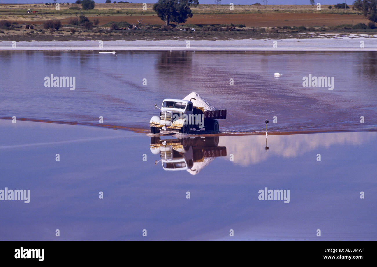 Harvesting salt Victoria, Australia Stock Photo - Alamy