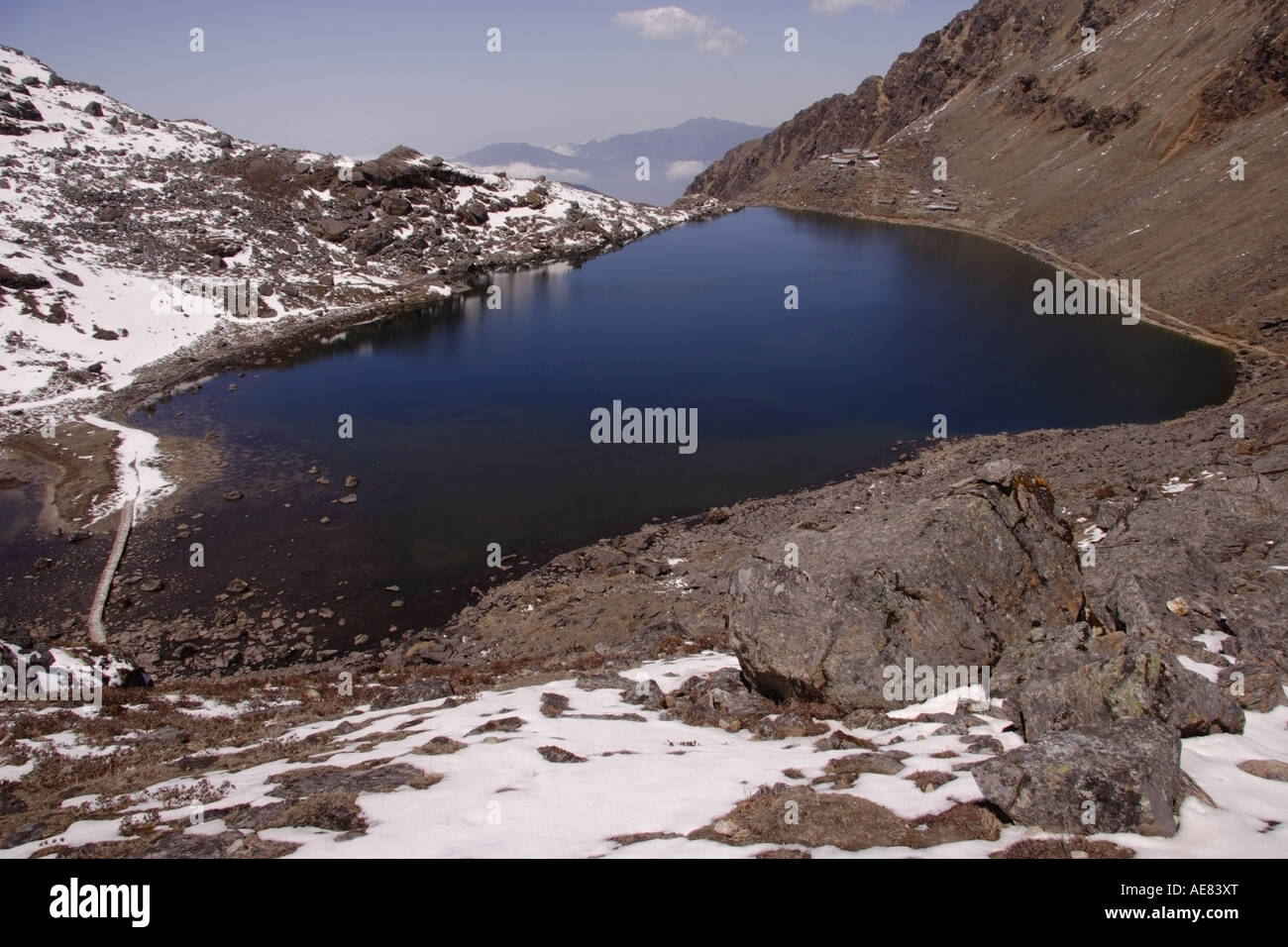 The holy lake Gosaikunda in the Nepali Himalayan mountains April 2007 ...