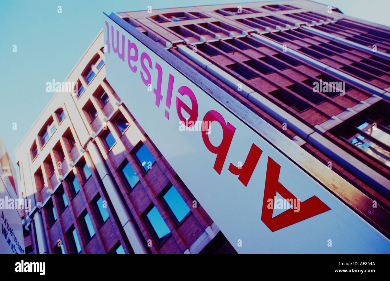 Low angle view of employment service agency building Stock Photo - Alamy