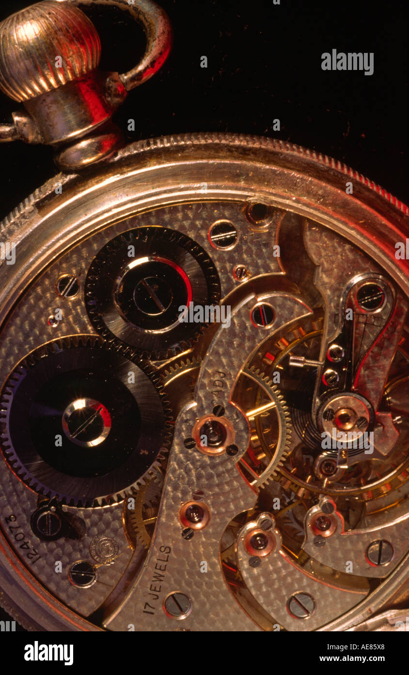 Victorian pocket watch interior Stock Photo - Alamy