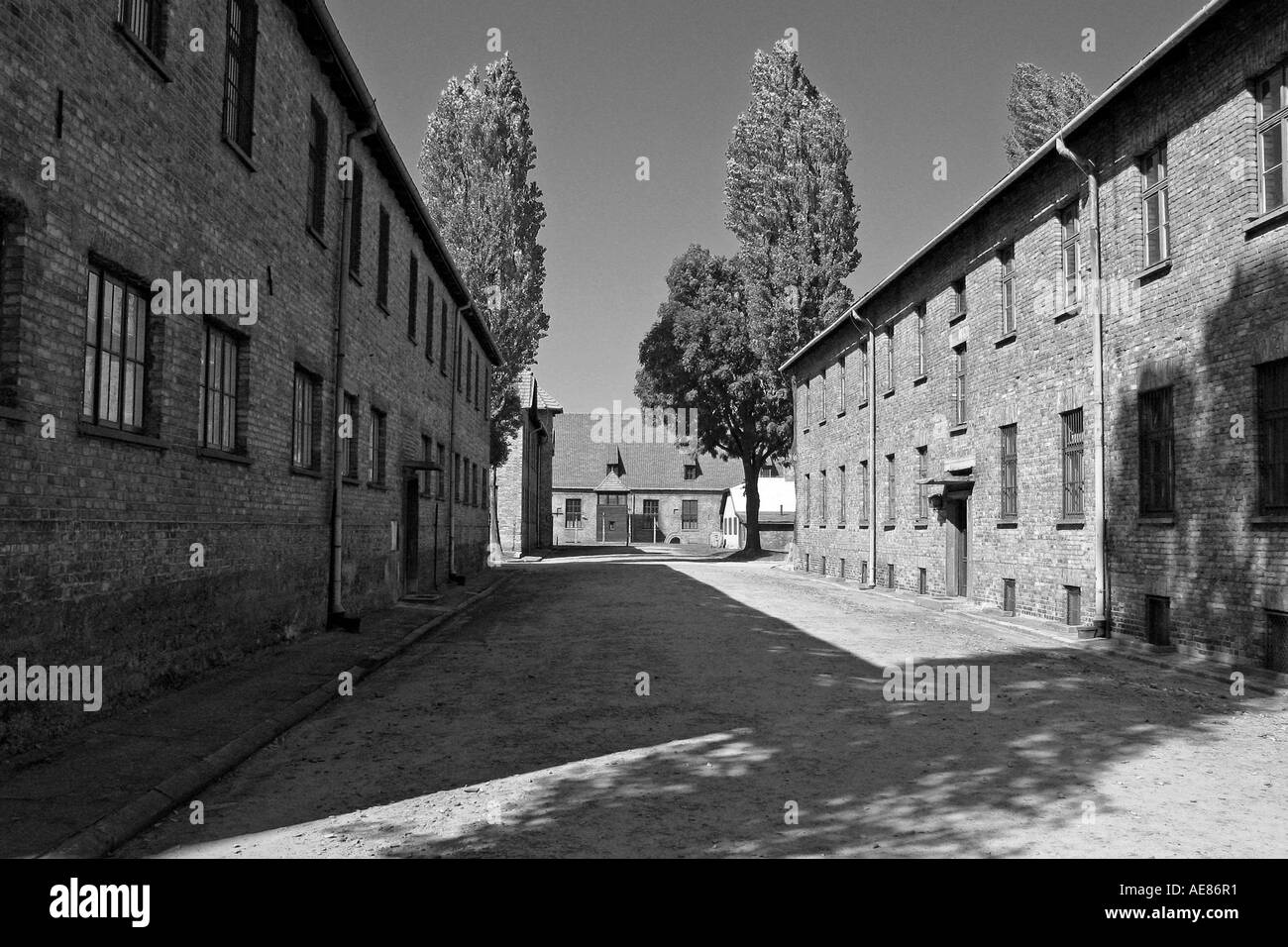 Offices and prison block at Auschwitz-Birkenau, Poland Stock Photo - Alamy