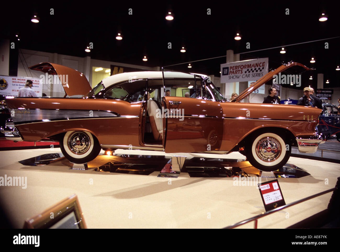 copper orange car fifties show shiny chevy bel air white walls Stock ...