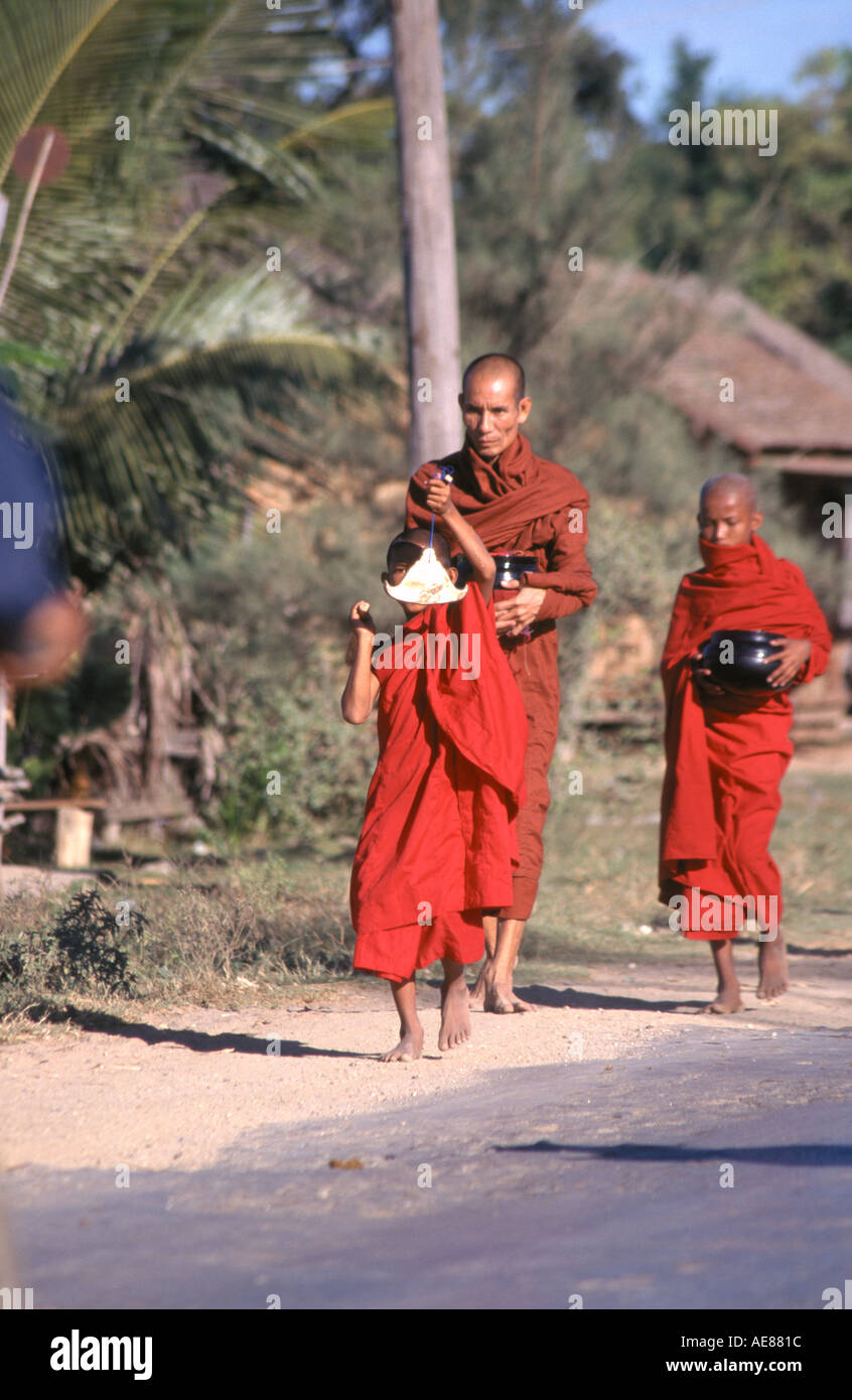 Monks collecting alms in the morning in Burma / Myanmar Stock Photo - Alamy