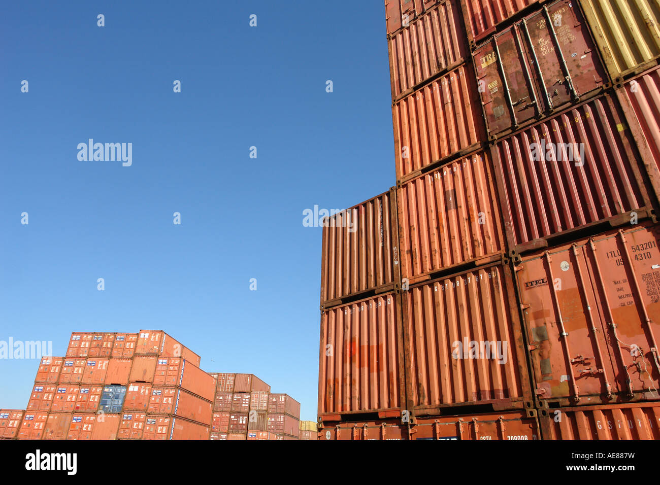 Containers stored in the harbour of Antwerpen (Belgium Stock Photo - Alamy