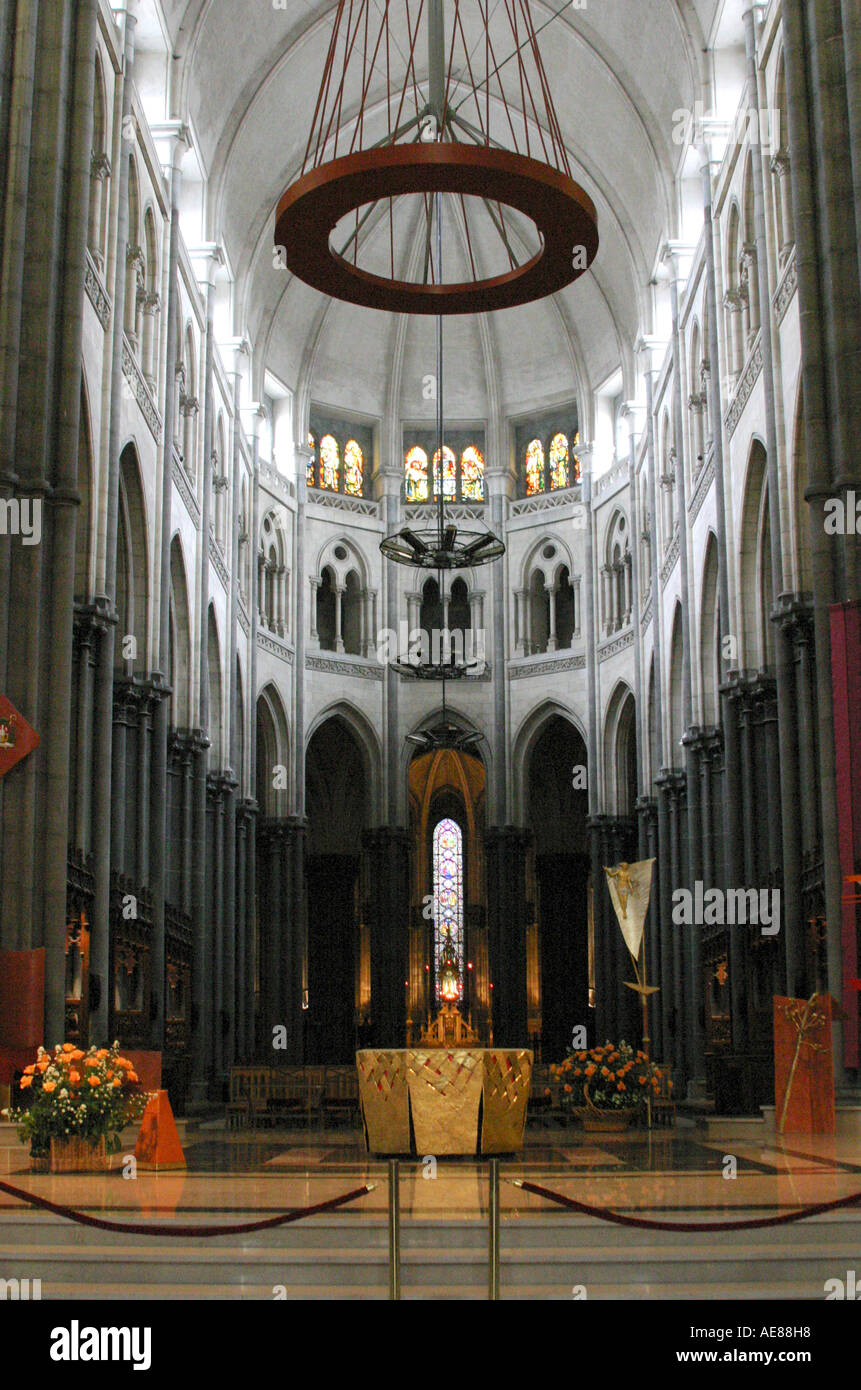 Vaulted interior and Alter of Notre Dame de la Treille Cathedral, Lille ...