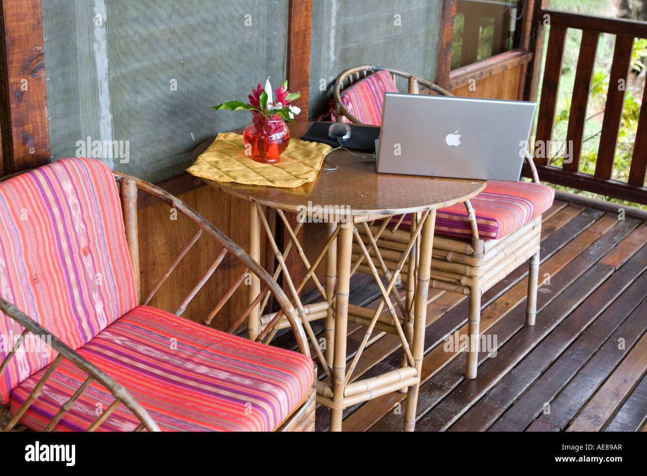 balcony computer laptop porch table Stock Photo - Alamy