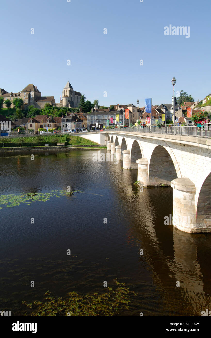 Bridge across river Creuse, Le Blanc, Indre, France Stock Photo - Alamy