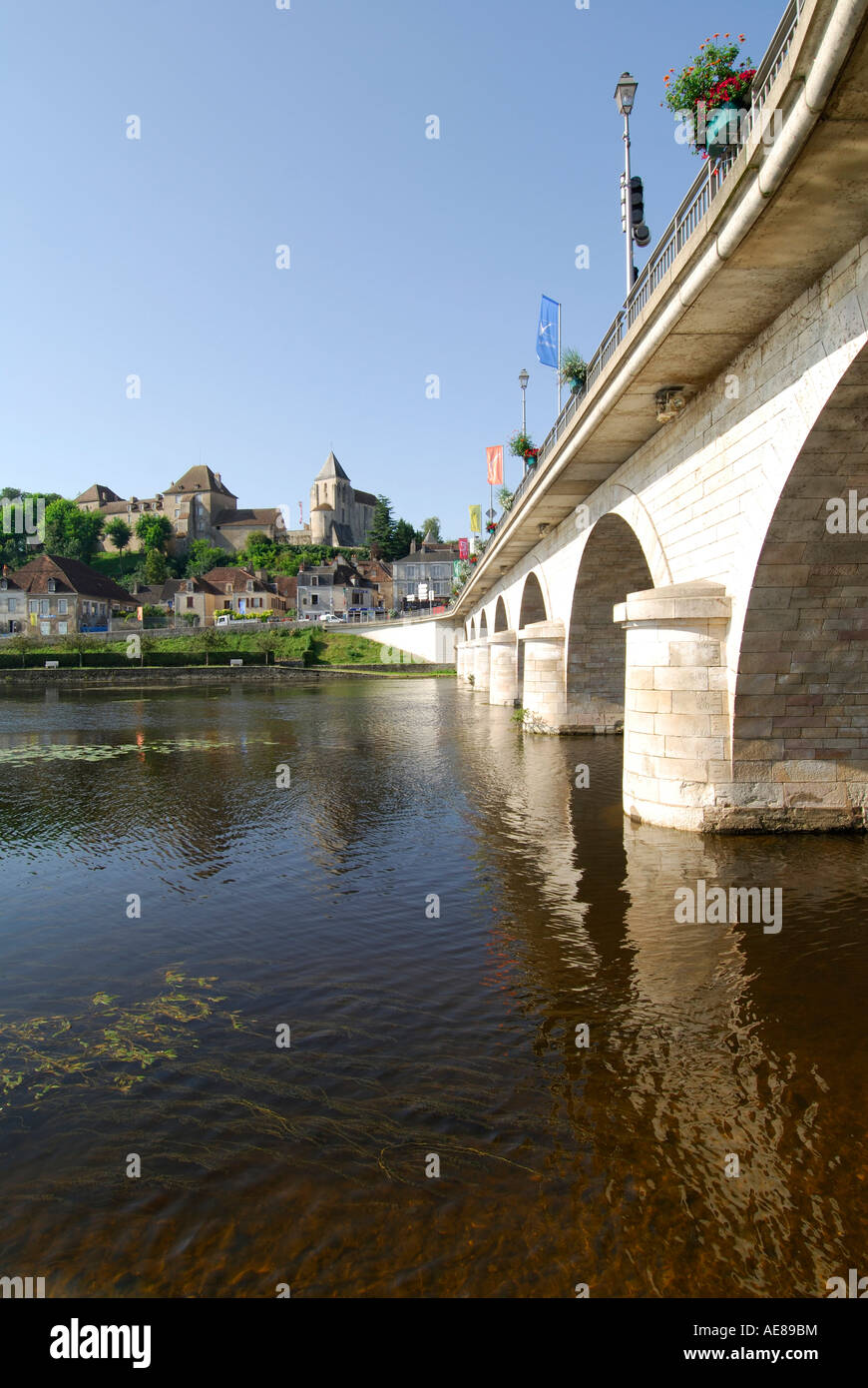 Bridge across river Creuse, Le Blanc, Indre, France Stock Photo - Alamy