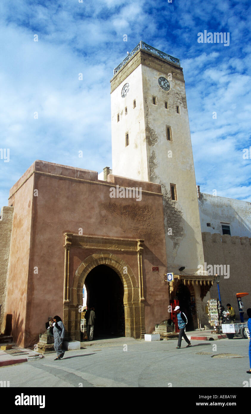 Clock tower and town gate, Essaouira, Morocco Stock Photo - Alamy