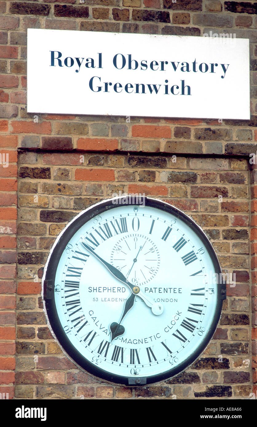 Royal Observatory official clock at Greenwich England where time begins ...