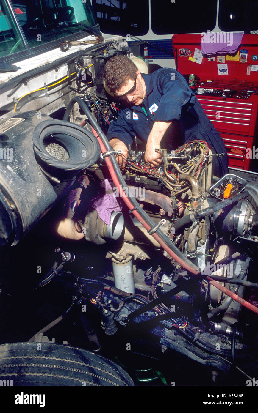 Truck Mechanics At Work