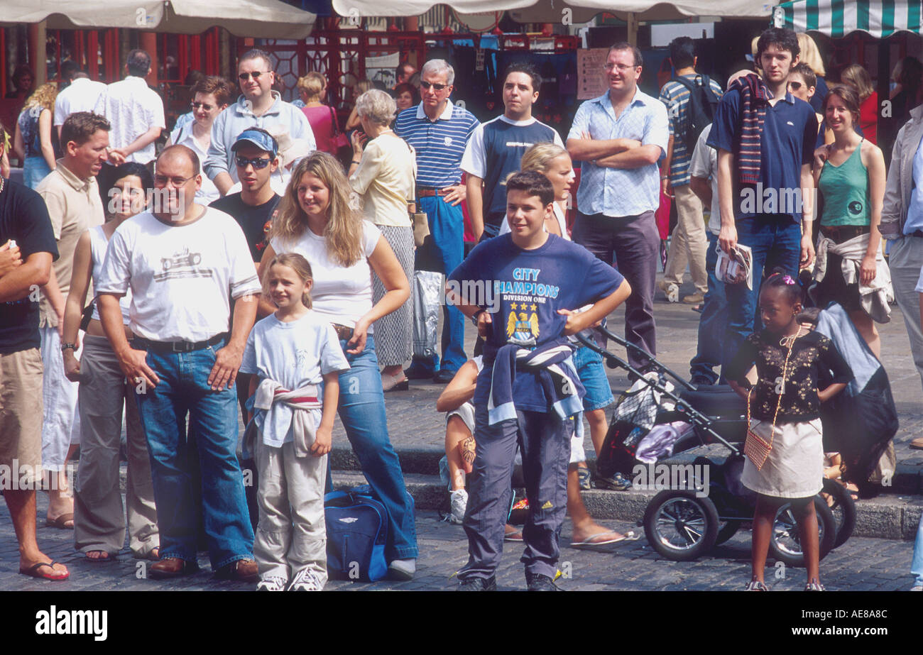 Pedestrian crowd at Westminster bridge in London England Stock Photo ...