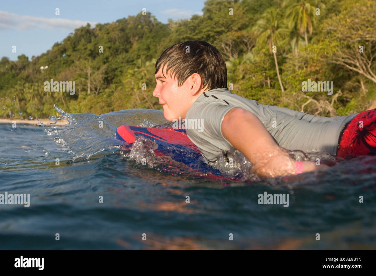 boy boogie boarding Stock Photo - Alamy