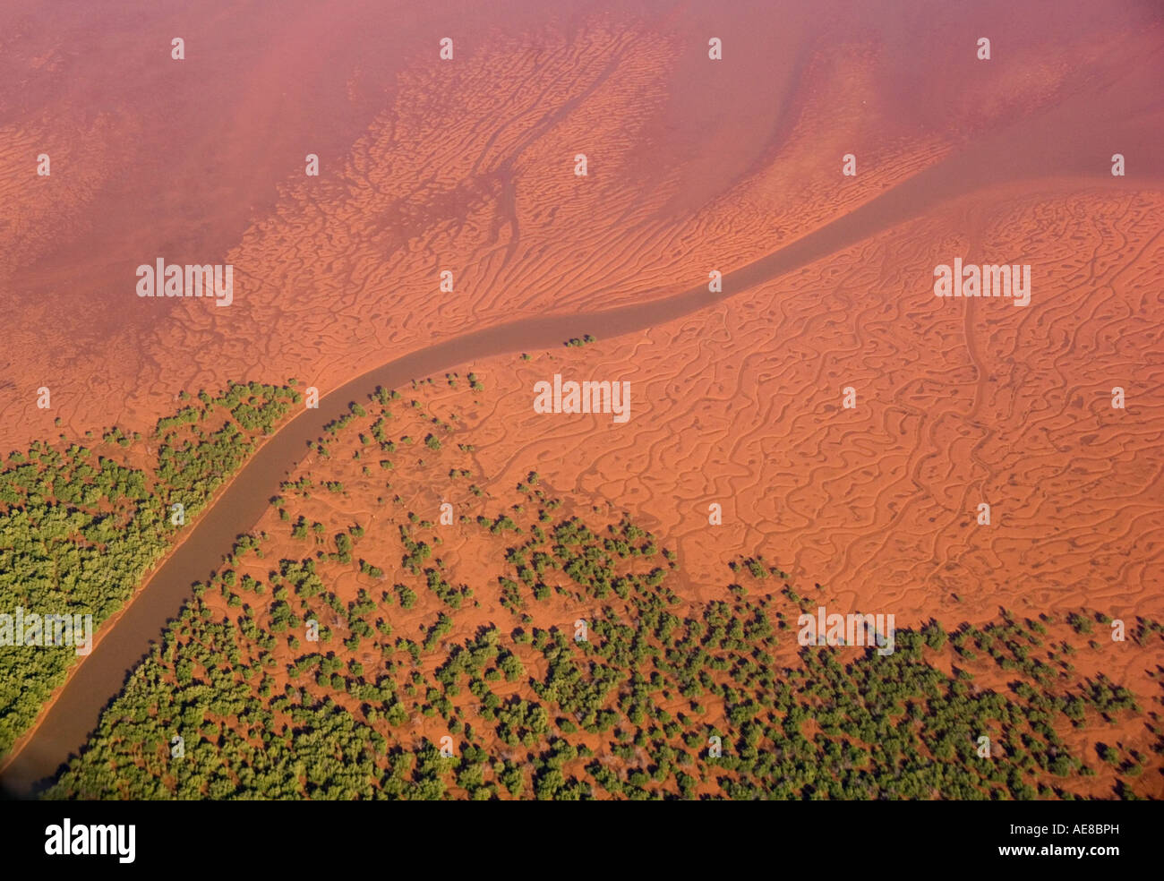 Aerial of Betsiboka River Delta, mudflats and side stream, Mahajanga ...