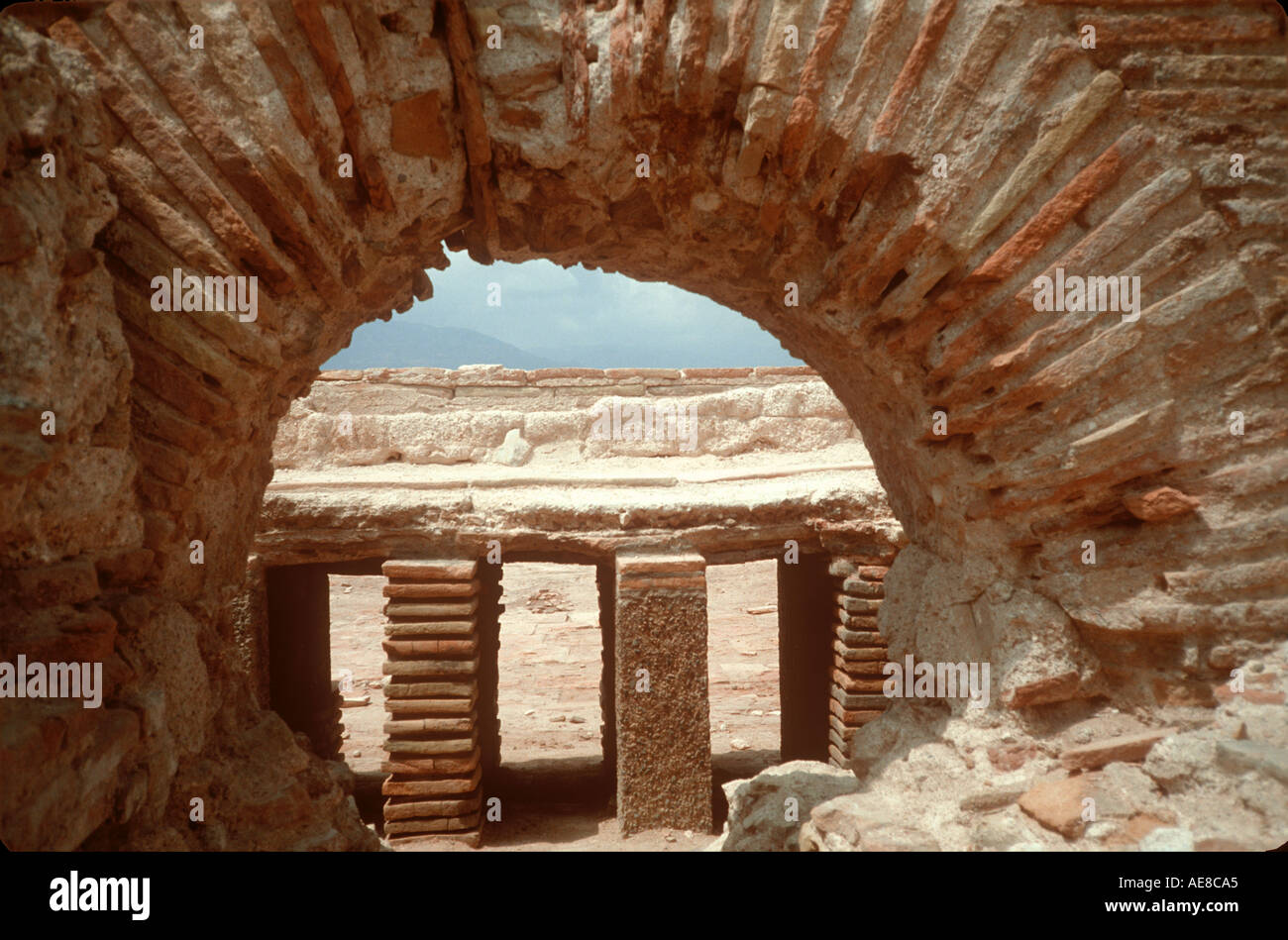 Roman central heating system beneath the floor in villa in Sardinia ...