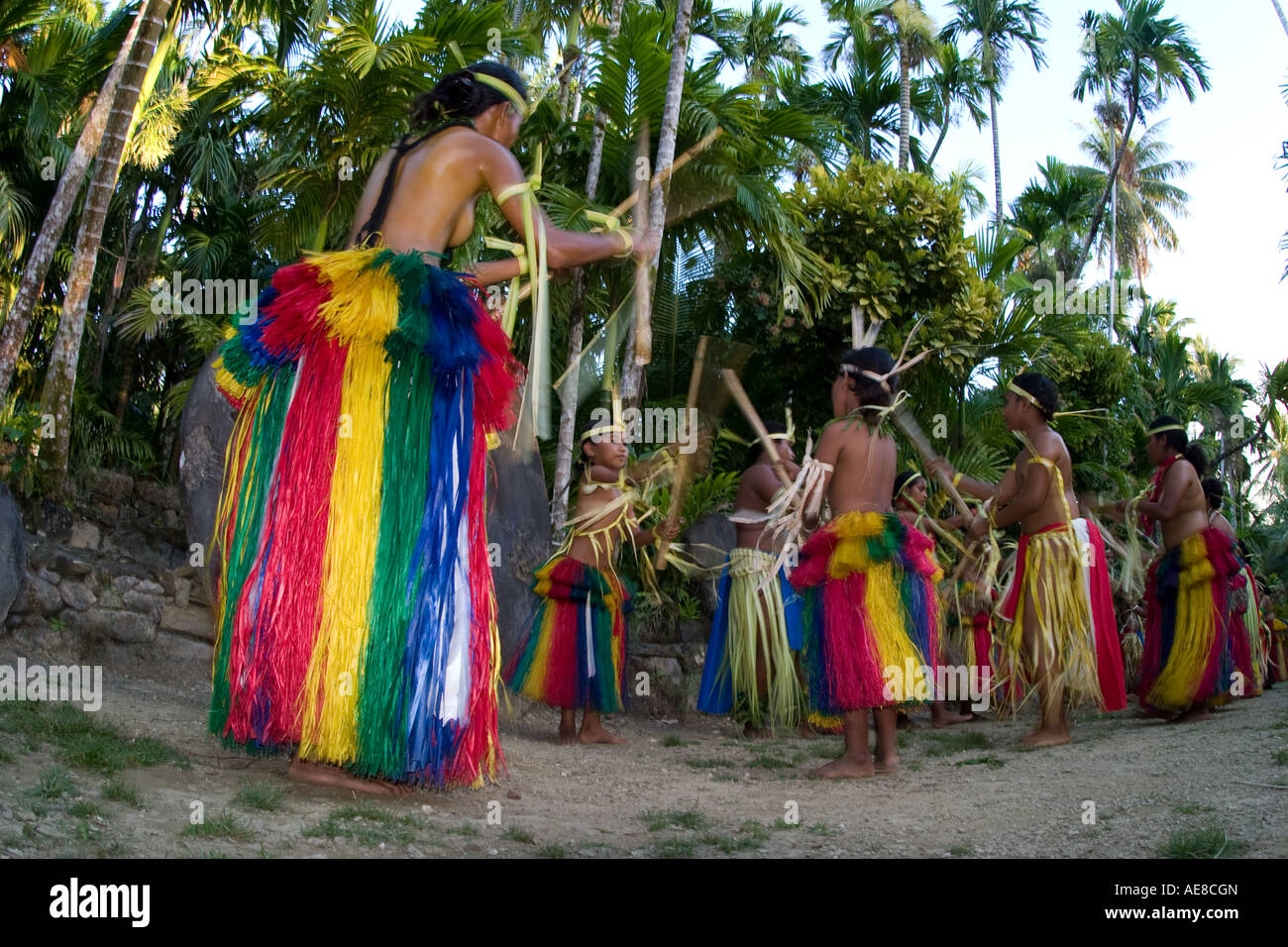 Dancers perform a traditional dance ceremony on Yap, Micronesia Stock ...